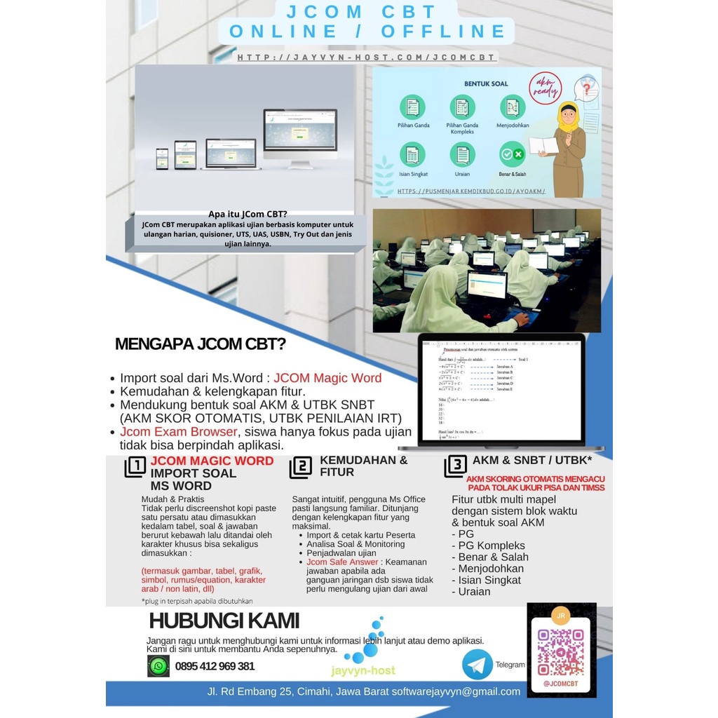 Jual Aplikasi Jcom CBT, Termudah, Import Soal Dari Ms. Word, (UTBK & AKM READY SKORING OTOMATIS ...