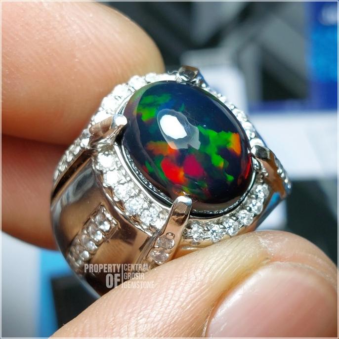 Jual Batu Black Opal Kalimaya Natural Asli Jarong Size Kantoran Ring ...