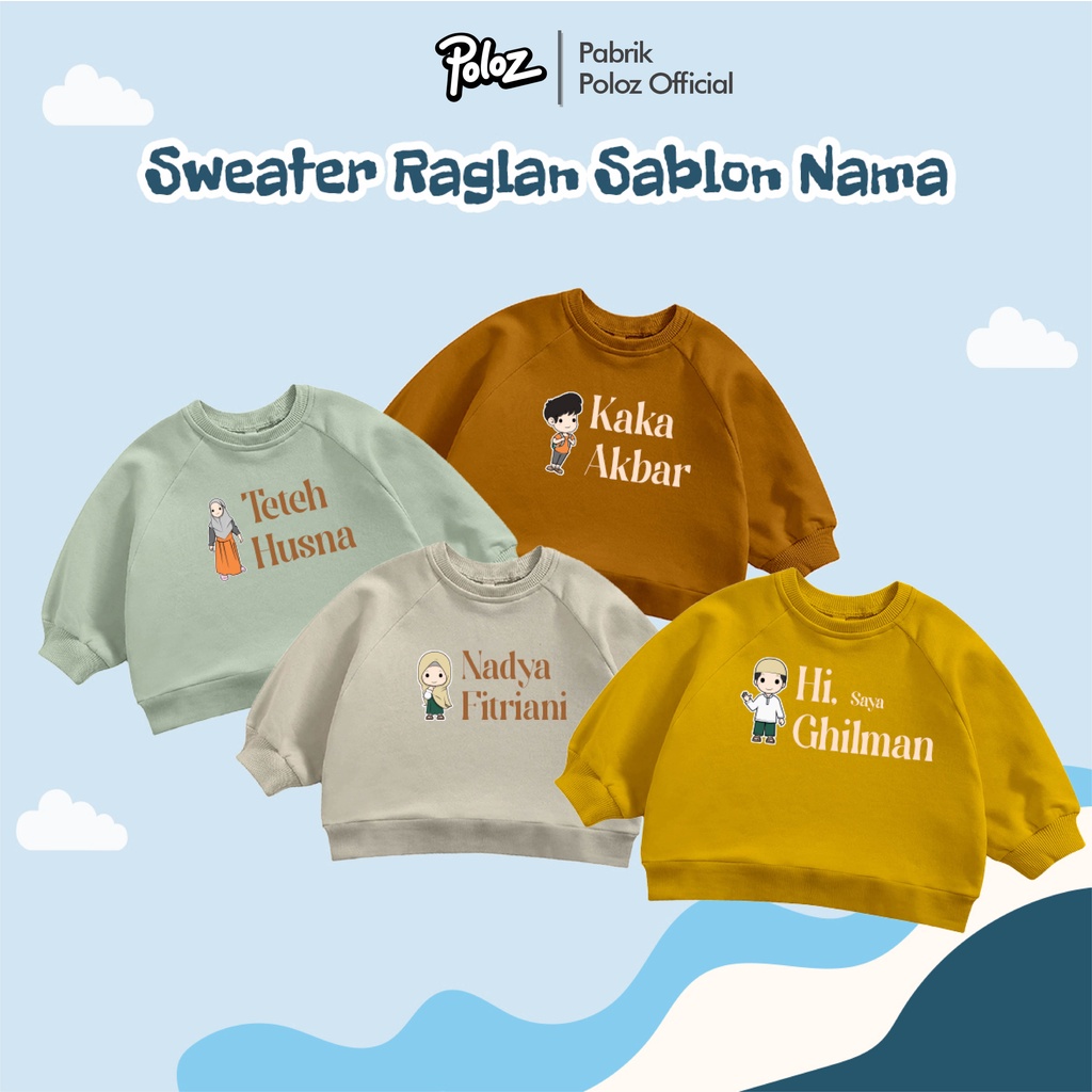 Jual SWEATER ANAK GRATIS SABLON NAMA RAGLAN LUCU COSTUM NAMA COWO CEWE ...