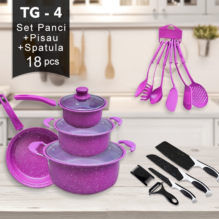 Jual Panci Set 18 Tutup Kaca Serbaguna panci set lengkap stainless ...