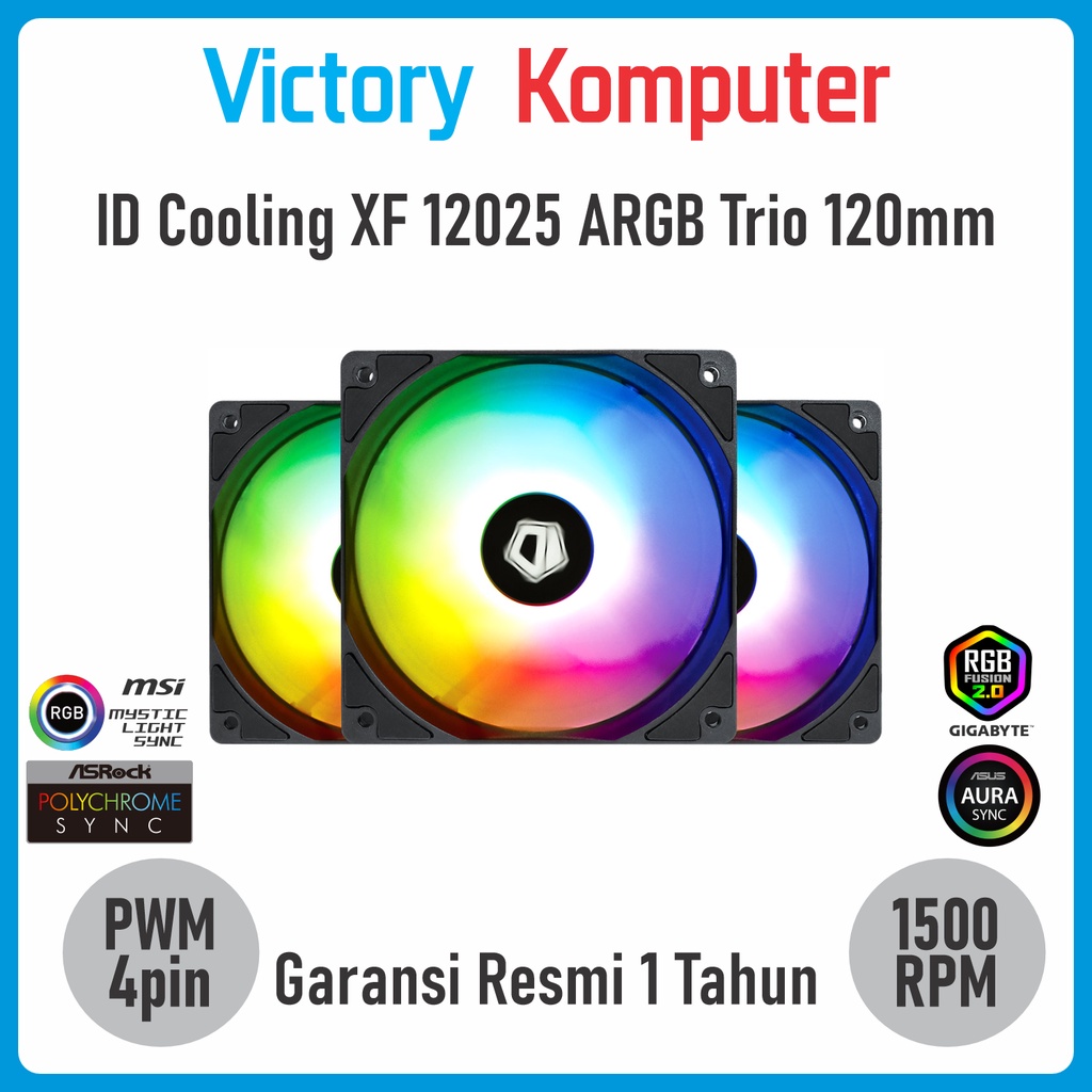 Jual ID-Cooling XF-12025-ARGB Trio 120mm ARGB LED Sync PWM Fan ID Cooling XF 12025 ARGB TRIO Fan ...