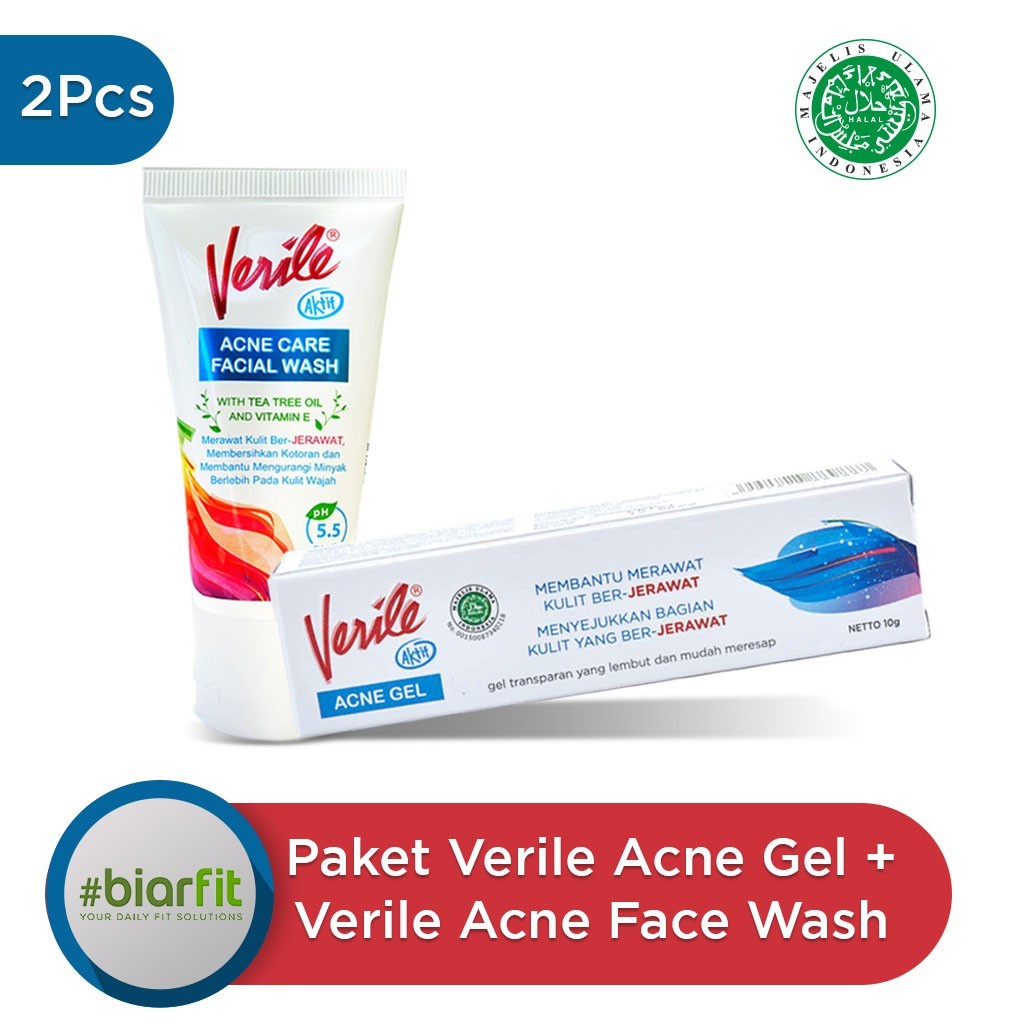 Jual Verile Acne Gel + Acne Face Wash | Shopee Indonesia