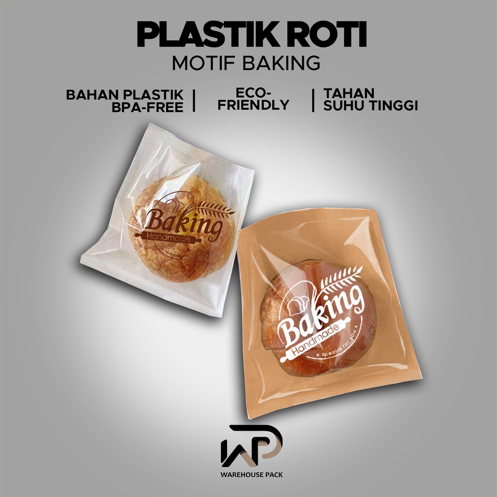 Jual ( 100 Pcs ) Plastik Roti Motif Baking | Plastik Roti Sealer Roti ...