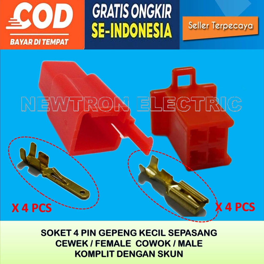 Jual SOKET 4 PIN MERAH SOKET KONEKTOR SOCKET CONNECTOR KABEL GEPENG ...