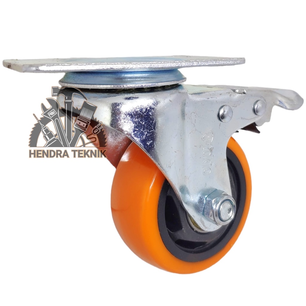 Jual RODA CASTER PVC HIDUP REM 3 INCH RODA ETALASE PVC ORANGE REM 3" IN INCI 75mm | Shopee Indonesia