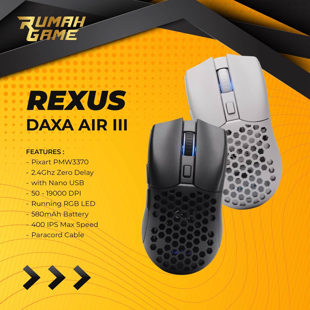 Jual Mouse Gaming Rexus Daxa Air III Pro Wireless RGB Ultra-Lightweight ...