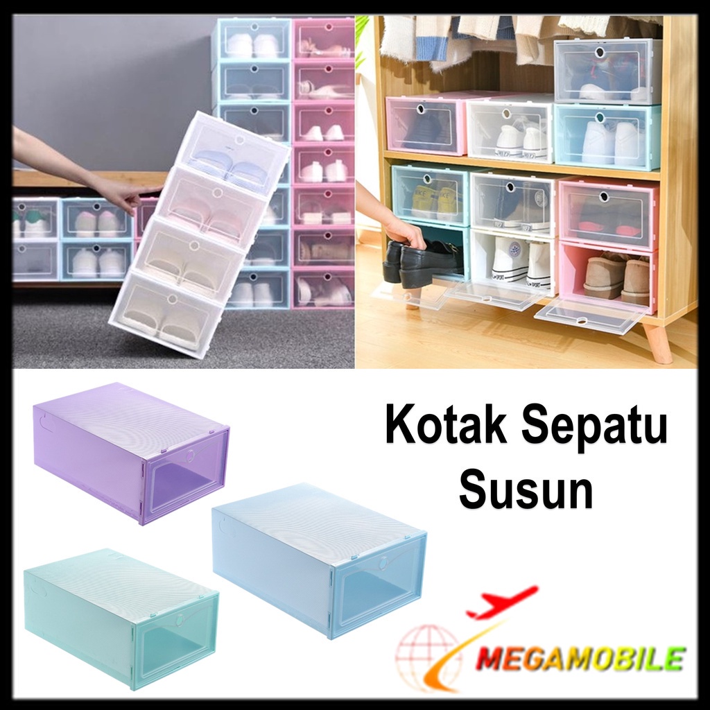 Jual MM - Kotak Sepatu Tempat Sepatu Rak Sepatu Transparan Susun Model ...