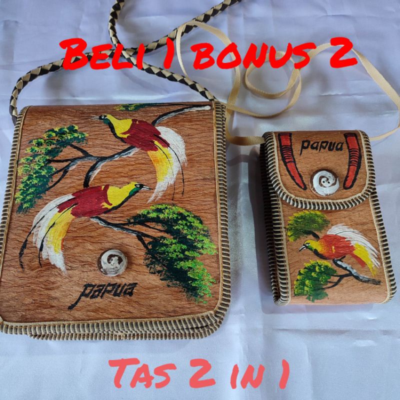 Jual Tas Wanita Noken Kulit Kayu Motif Khas Papua Cendrawasih Honai ...