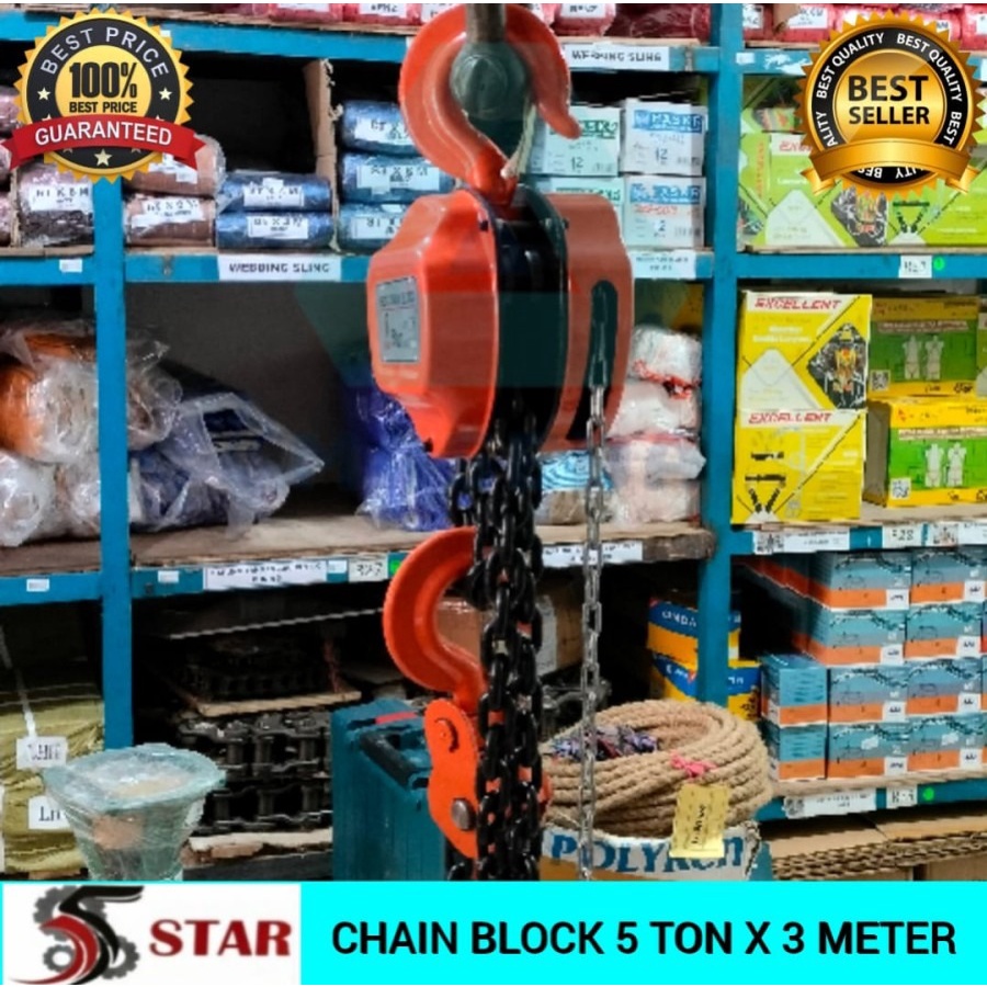 Jual Chain Block Takel Katrol LIFTING BARANG 5 Ton X 3 Meter FIVE STAR ...