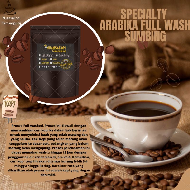 Jual KOPI ARABIKA FULL WASH PETIK MERAH 500GR ARABICA SUMBING ...