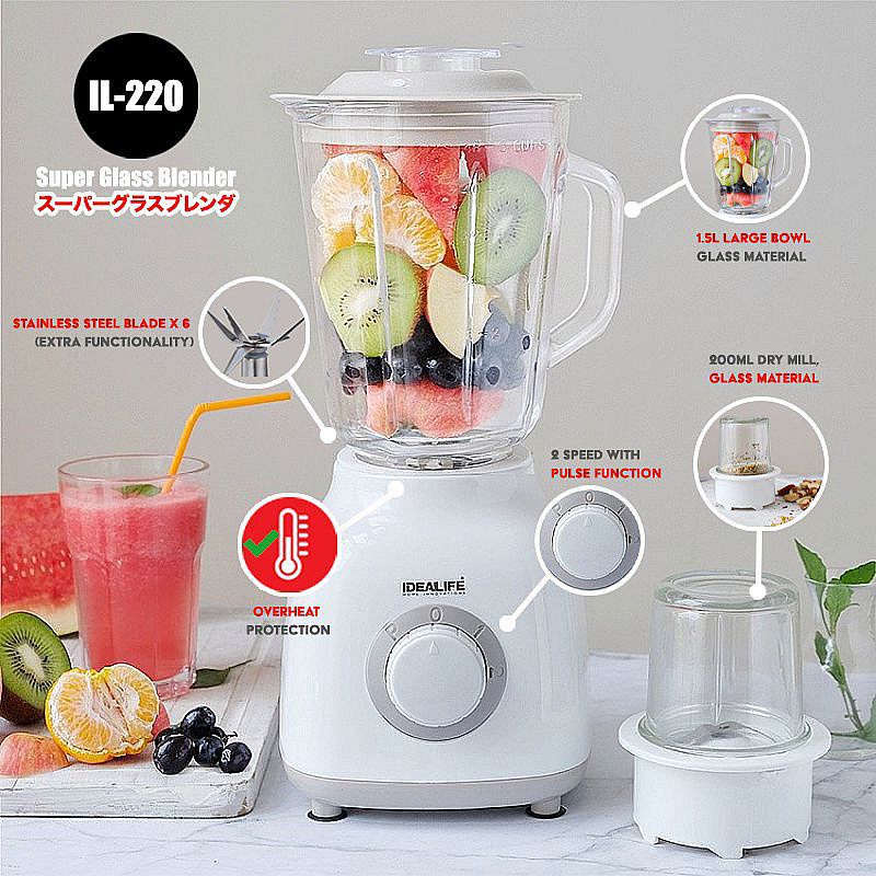 Jual IDEALIFE BLENDER KACA IL 220 ELECTRIC | Shopee Indonesia