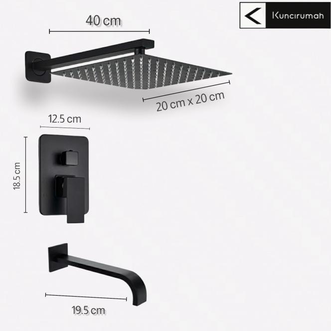 Jual Wall Shower Set Hitam / Shower Kran Tanam Bathtub Panas Dingin Black | Shopee Indonesia
