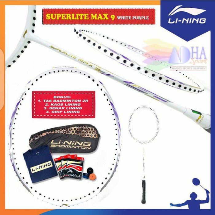 Jual RAKET LINING SUPERLITE MAX 9 WHITE PURPLE RACKET BADMINTON ORI LI ...