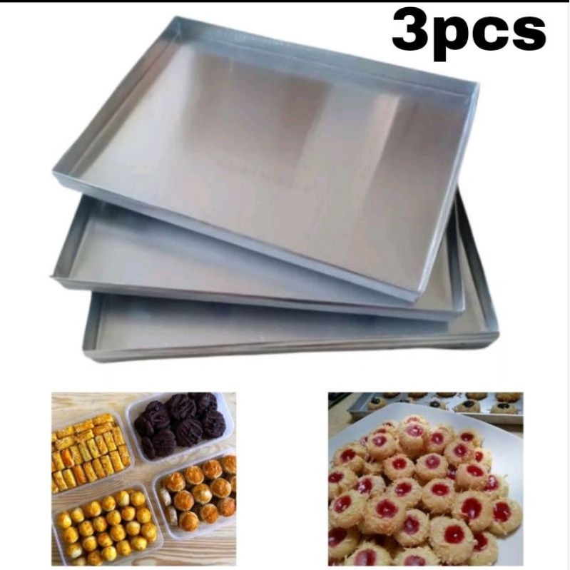 Jual 3pcs Loyang Oven/Loyang Kue Kering/Loyang Kuker anti lengket ...