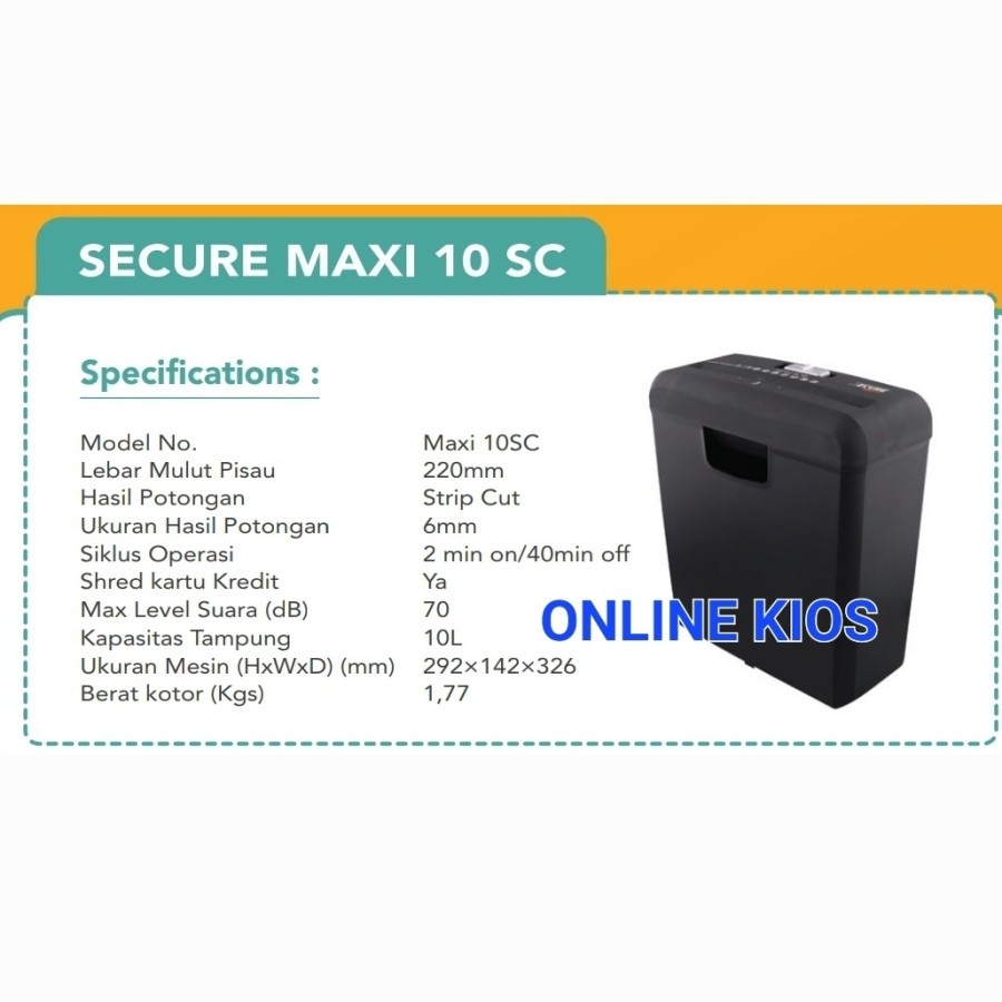 Jual Mesin Penghancur Kertas SECURE MAXI 10 SC Strip Cut - Paper ...