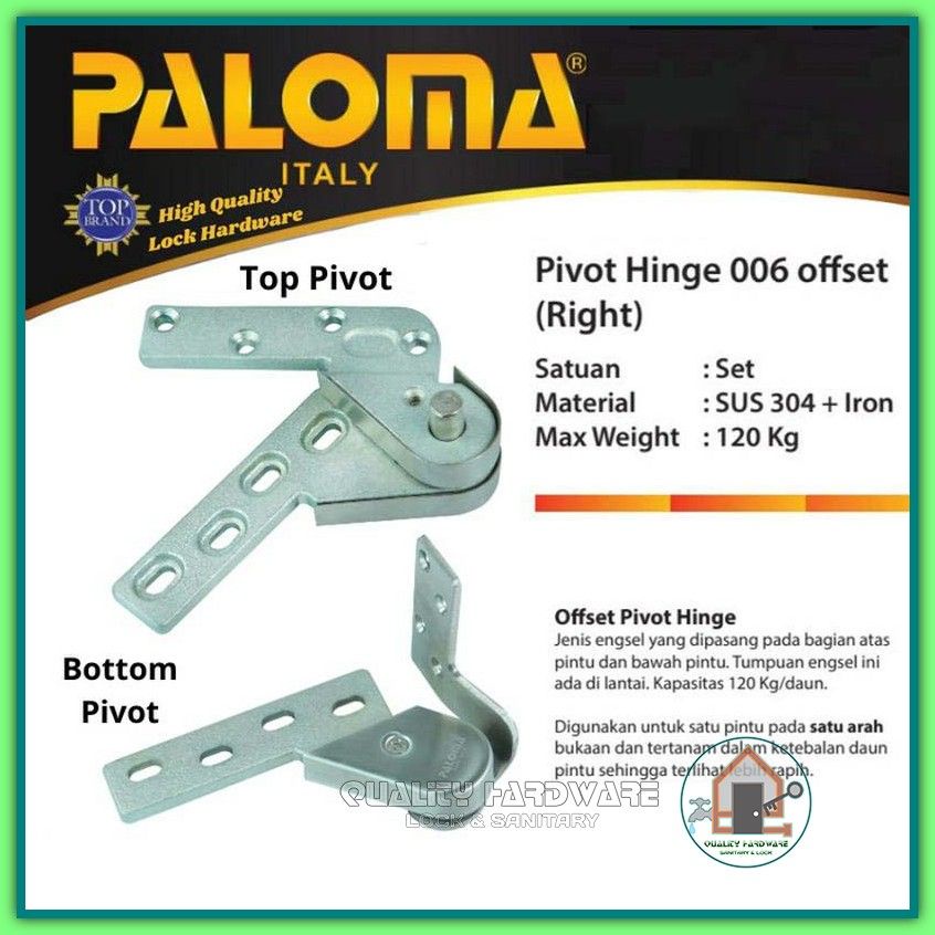 Jual Engsel Pivot Pintu Paloma QHPVP 601 Engsel Putar Tanam Lantai ...