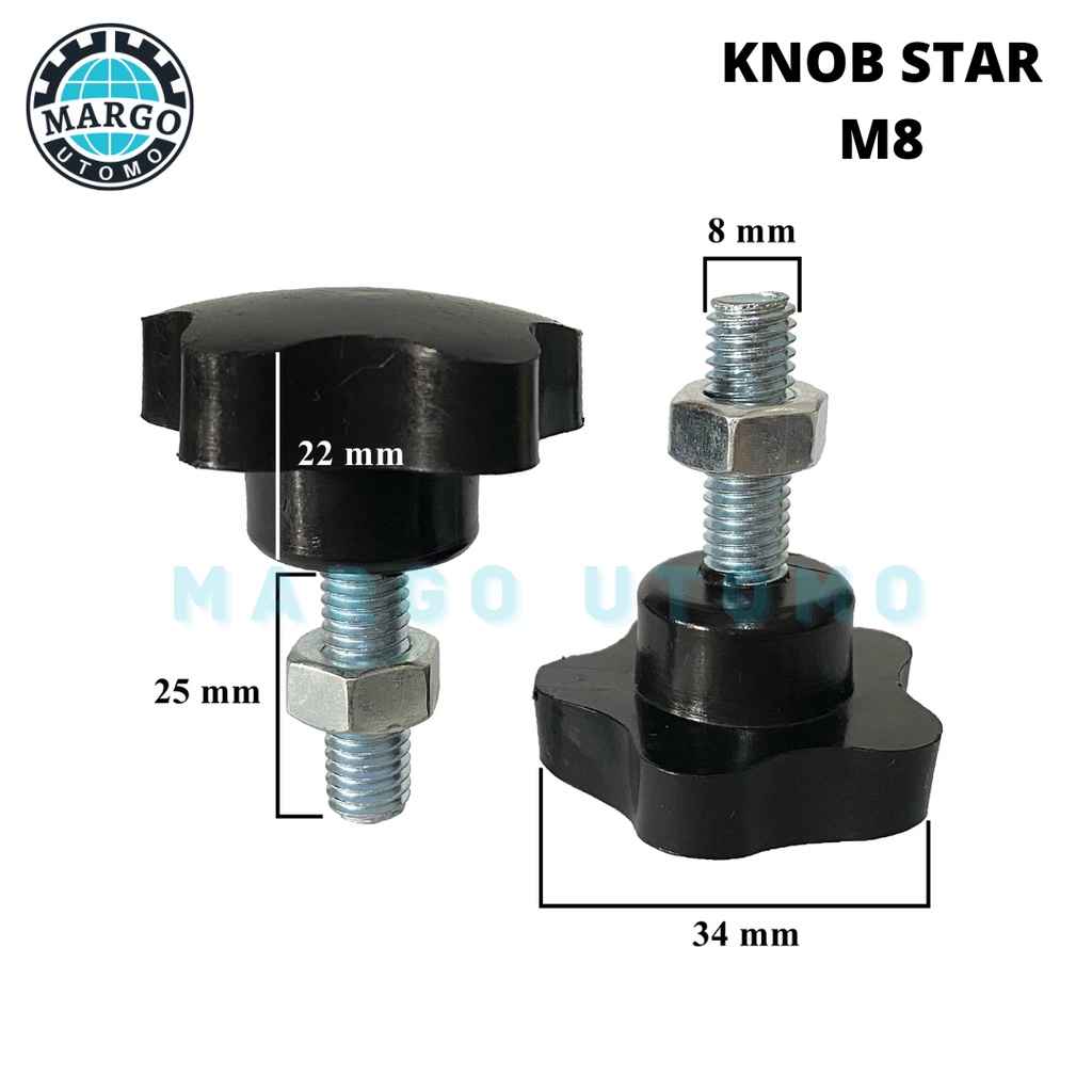 Jual Knob Star Penta M8 D34 Panjang Baut 25 mm dan Mur | Shopee Indonesia