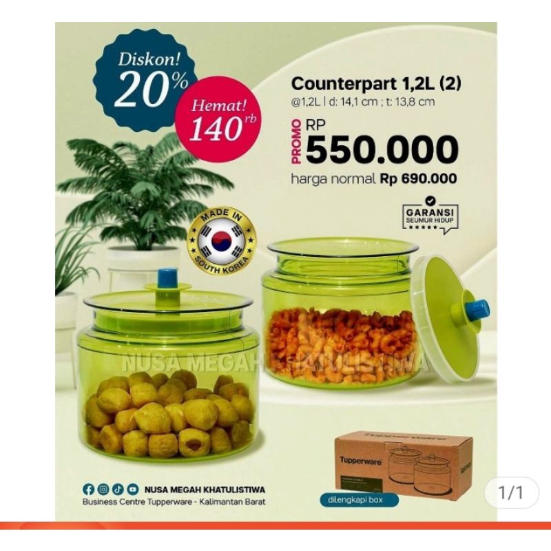 Jual Counterpart Tupperware / toples crystal tupperware / tempat snack / toples lebaran | Shopee ...