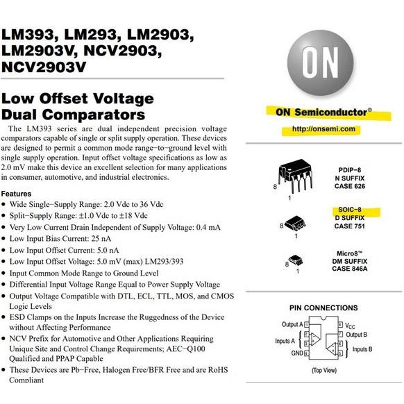 Jual LM393 Dual Differential Comparator LM393D LM393DR SOIC8 | Shopee Indonesia