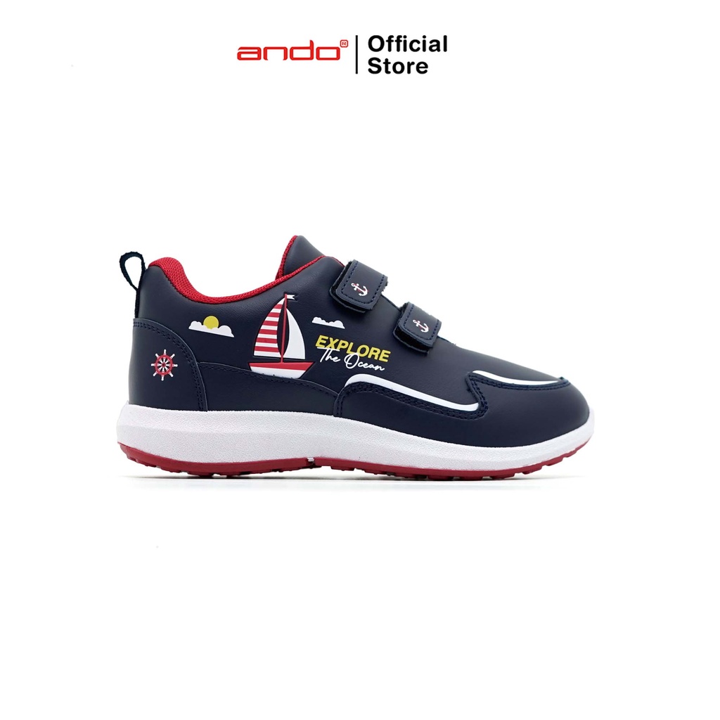 Jual Ando Official Sepatu Sneakers Sailboat V Anak - Biru Tua/Merah ...