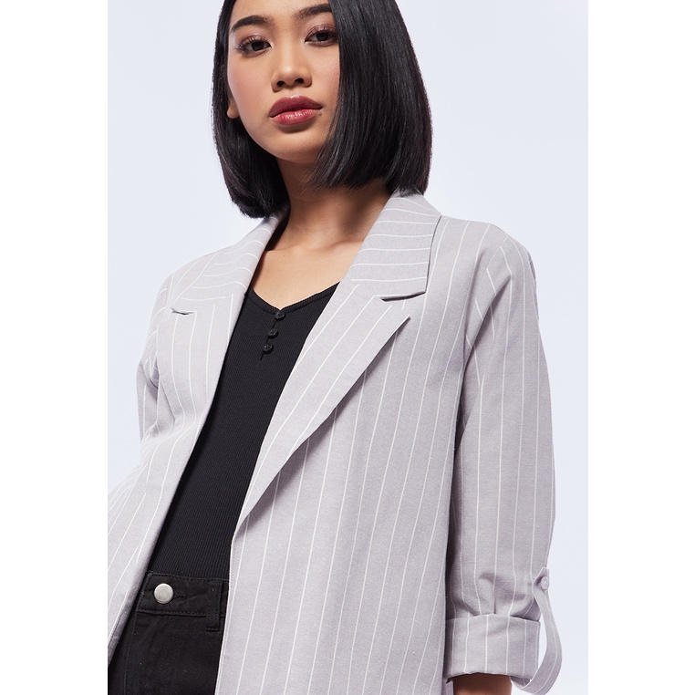 Jual Executive Light Weight Striped Blazer Grey | Shopee Indonesia