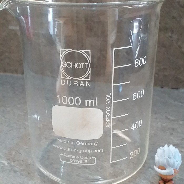 Jual Gelas Beaker Beaker glass Gelas Beker DURAN 1000 ml 1 liter ...