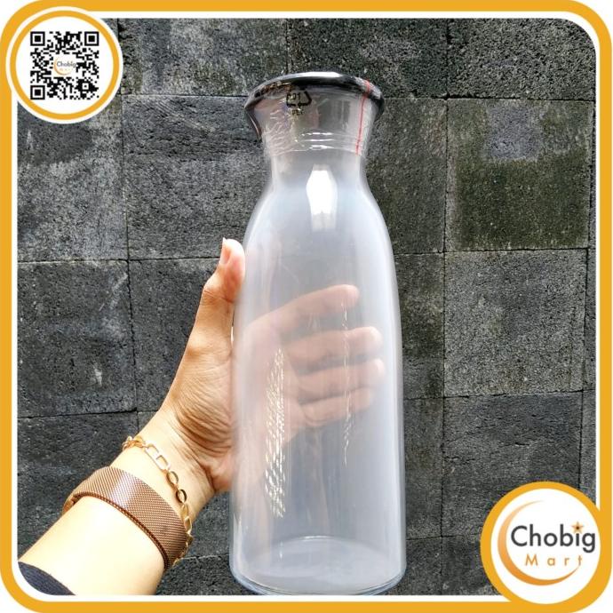 Jual Botol Air Minum Estetik Kaca Bening 1000ml dengan Tutup Kedap ...
