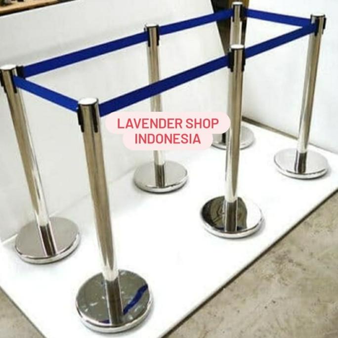 Jual Tiang pembatas antrian pita / pembatas antrian bank stainless ...