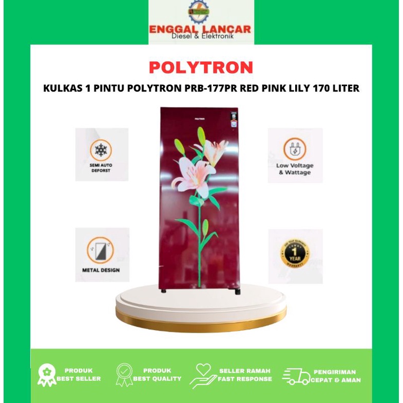 Jual KULKAS 1 PINTU POLYTRON PRB-177PR RED PINK LILY 170 LITER | Shopee ...