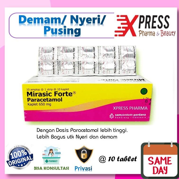 Jual ⚡XPRESS⚡ Mirasic FORTE 650mg STRIP Obat Pusing Nyeri Demam ...