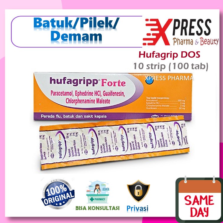 Jual ⚡XPRESS⚡ Hufagrip Forte DUS Obat Batuk Pilek Panas Demam Sakit ...