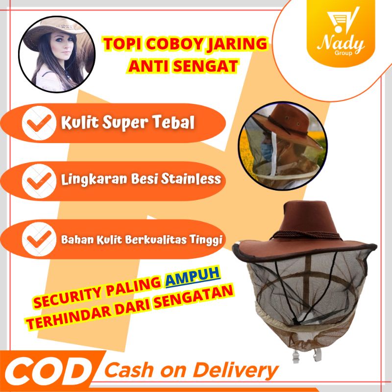 Jual Topi Coboy Jaring Anti Sengat Lebah Nyamuk Serangga | Shopee Indonesia