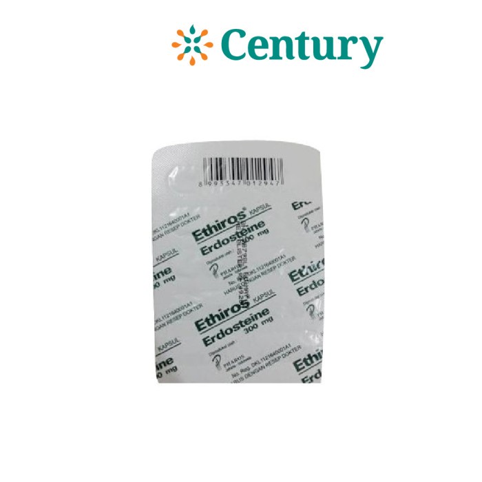 Jual ETHIROS 300 MG CAPS 20'S 1 STRIP ISI 10 CAPSUL / ERDOSTEINE ...