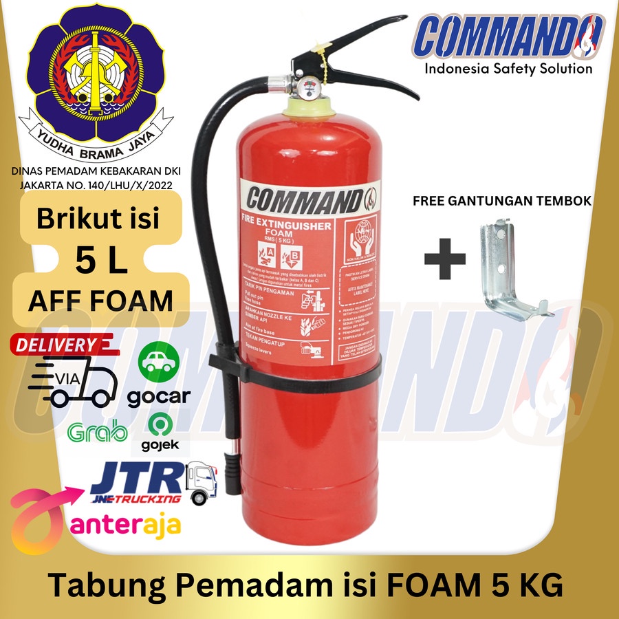 Jual APAR FOAM 5 KG COMMANDO / AFF FOAM 5 L / Komplit Set | Shopee ...