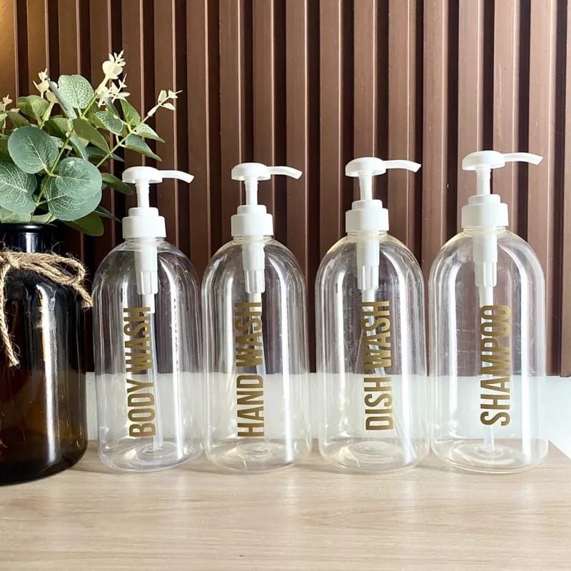 Jual Botol isi ulang + LABEL STIKER 1000ml 1Liter Bening Pump | Wadah ...