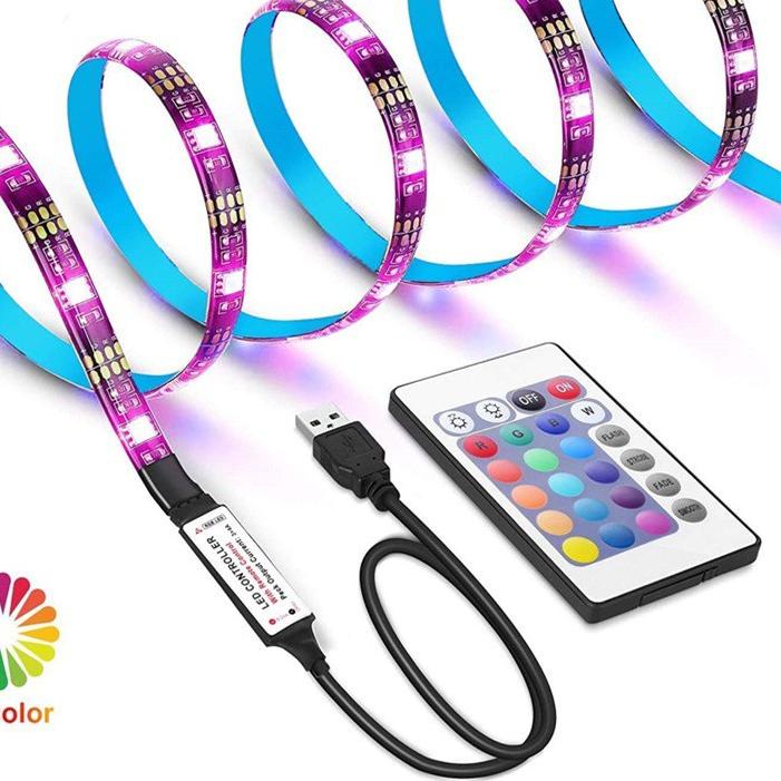 Jual PROMO ️USB Mood Light 5V Led Strip 5050 RGB dengan Remote Control 24 key | Shopee Indonesia