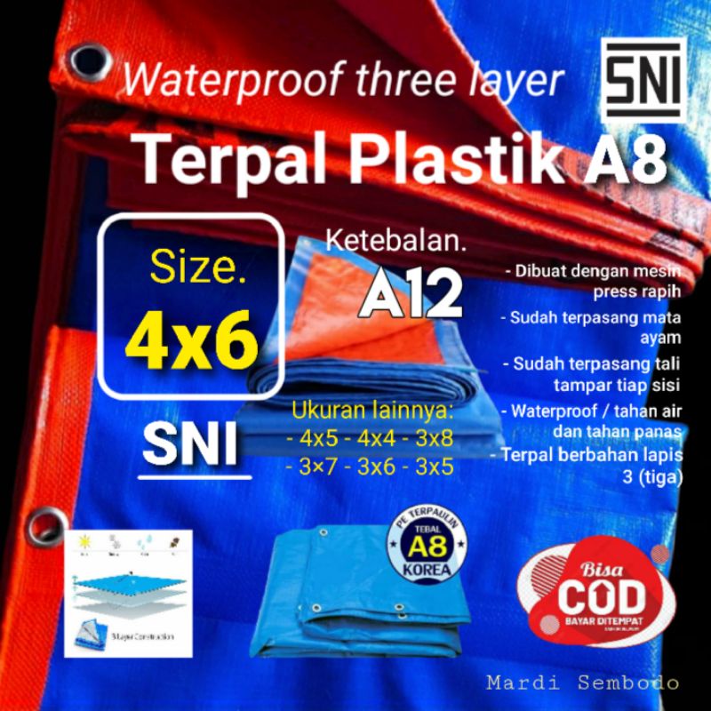 Jual Terpal Waterproof A8 A12 SNI ukuran 4x6 4x5 3x8 3x7 3x6 3x5 A5 ...