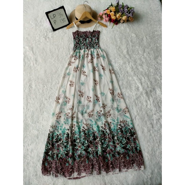 Jual overall dress sifon bunga-bunga | Shopee Indonesia