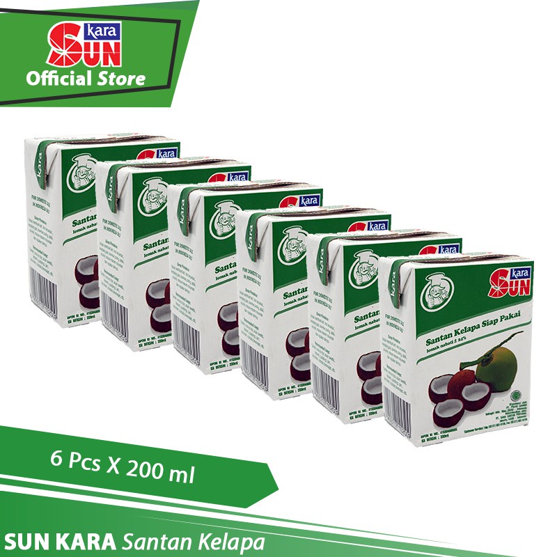 Jual 6 PCS - SUN KARA Santan Kelapa 200 Ml | Shopee Indonesia
