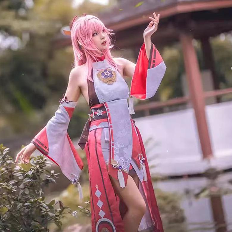 Jual Genshin Impact Cos Yae Miko Raiden General Sexy Backless Kimono ...
