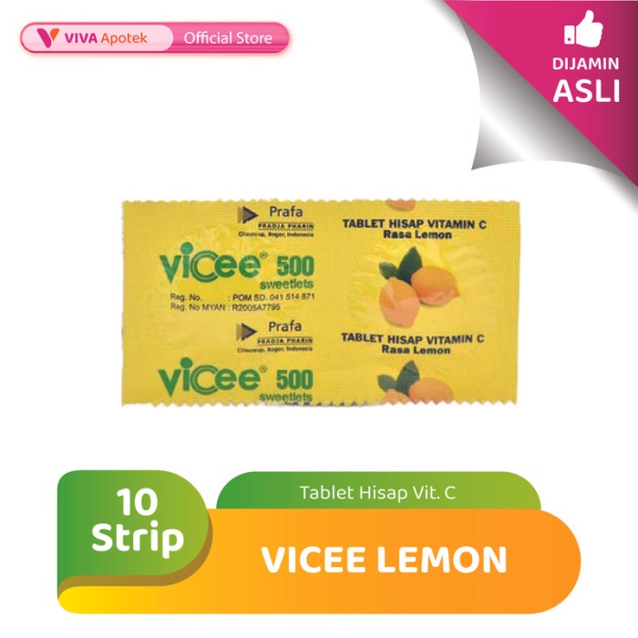 Jual Vicee Lemon Tablet Hisap Vit. C (10 Strip) | Shopee Indonesia
