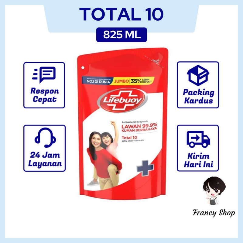 Jual Lifebuoy Body Wash Total 10 Merah Sabun Mandi Cair 825 ml | Shopee Indonesia