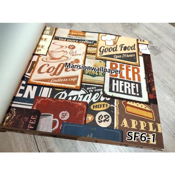 Jual Wallpaper Dinding Murah Cafe Coffee Koran Grafiti Warna Vintage ...