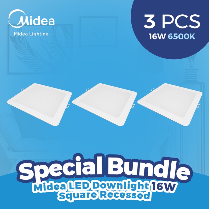 Jual [Bundle] Midea Lighting - Lampu LED Downlight 16W 6500K Kotak ...