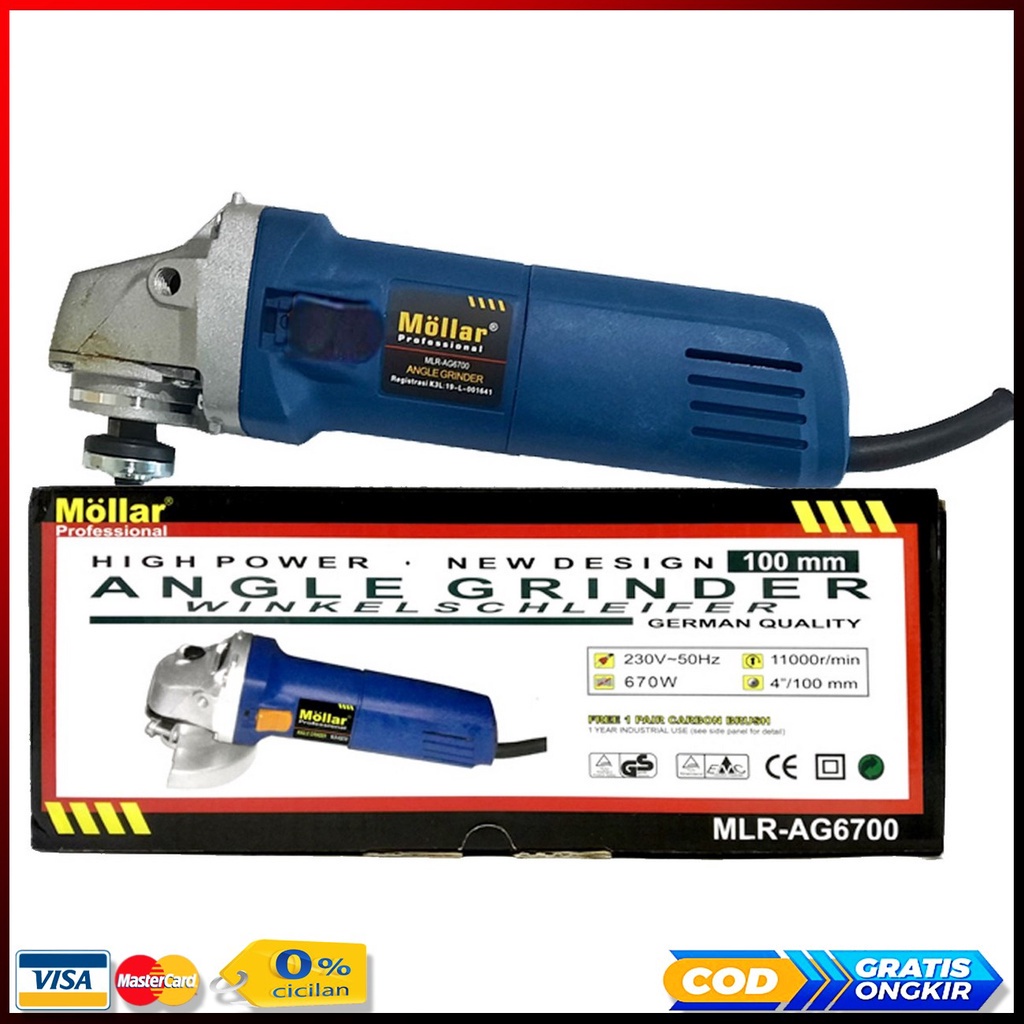 Jual MOLLAR Angle Grinder 4" AG6700 | Mesin Gerinda Tangan Listrik ...