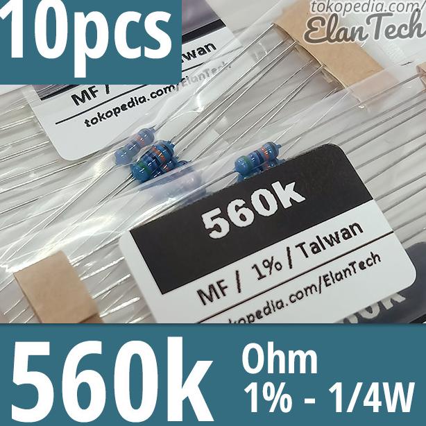 Jual Resistor 560k Taiwan 10pcs 1/4W 1% 560 Kilo Ohm 0.25W Elan73c ...
