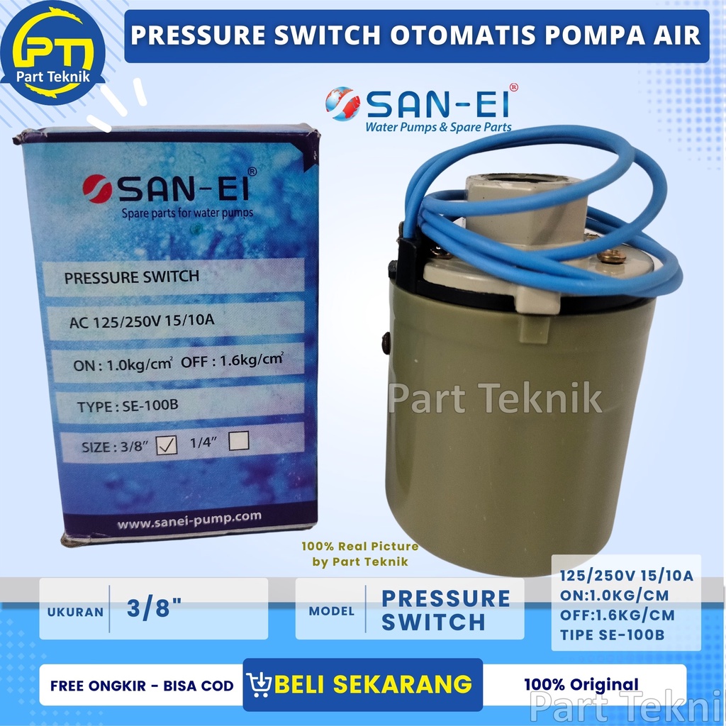 Jual PRESSURE SWITCH OTOMATIS POMPA AIR San Ei 3/8 Inch Lubang Besar ...