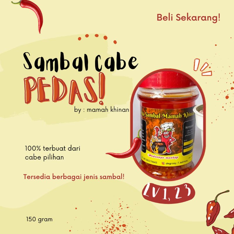 Jual PEDAS!! SAMBAL CABE PEDAS NIKMAT (TERSEDIA BERBAGAI JENIS DAN ...