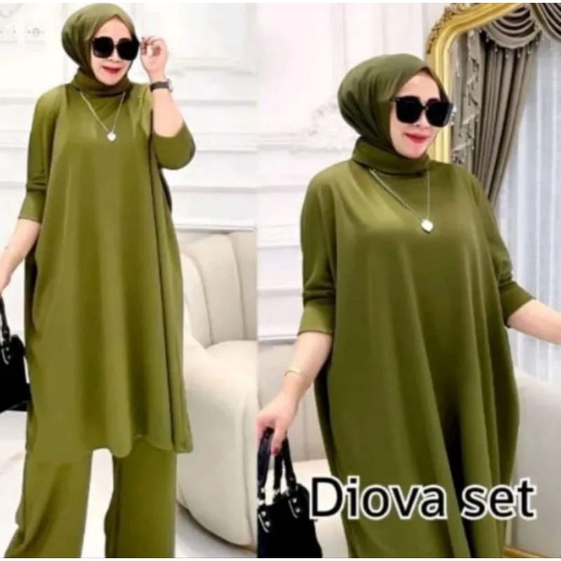 Jual ((Promo menarik)) one set jumbo Wanita Dewasa//Setelan diova trend ...