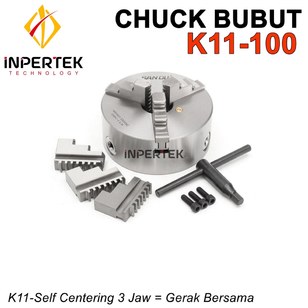 Jual Chuck Bubut 4" 3 Jaw K11-100 Claw 4 Inchi Cekam Kaki 3 Self ...